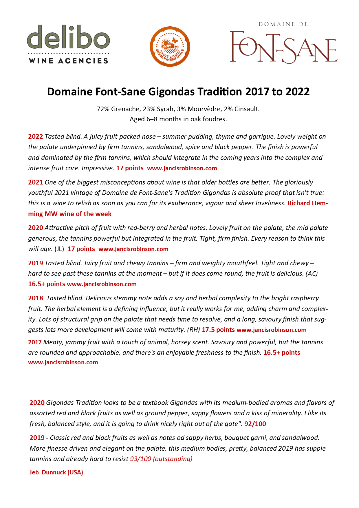 Domaine Font Sane Gigondas Tradition - Delibo Wines